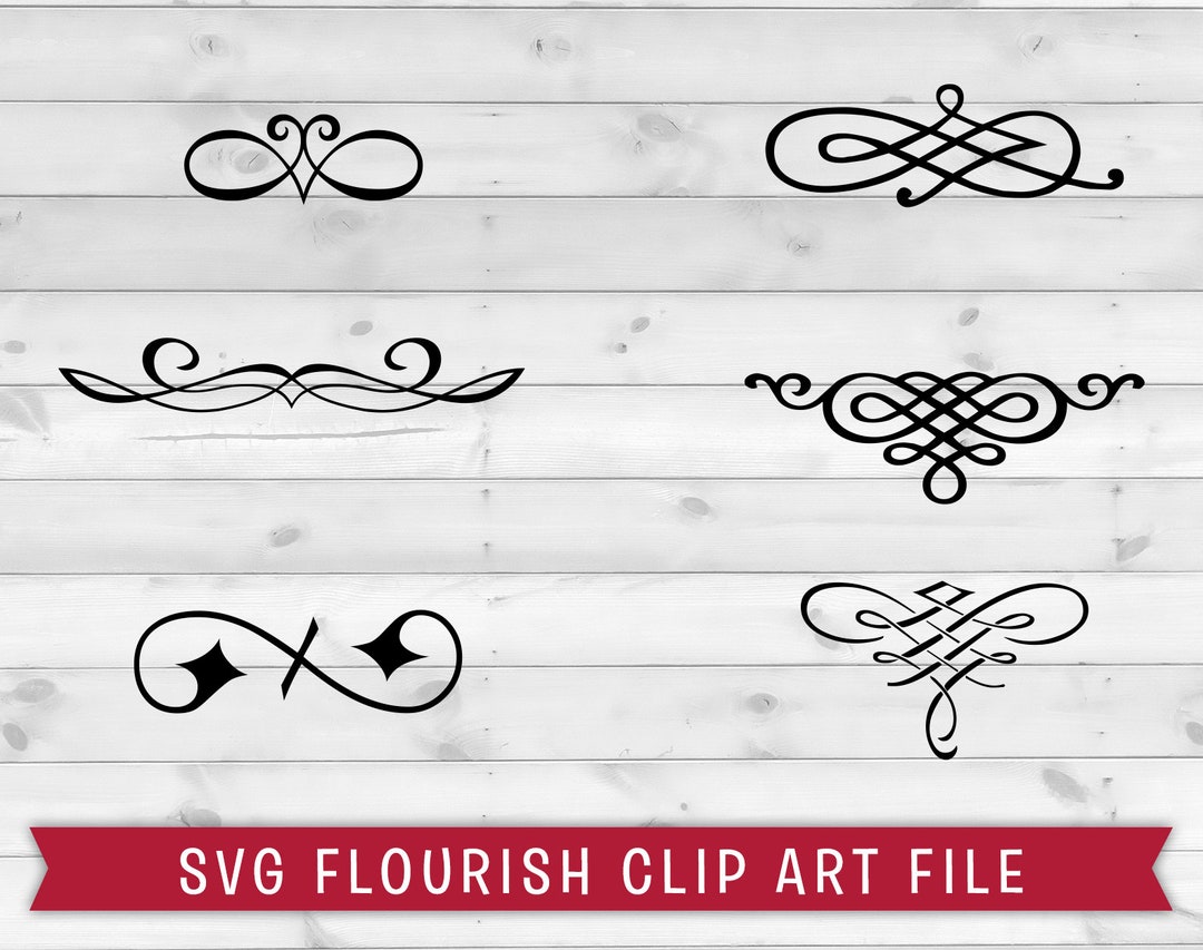 Flourish Svg 5 Clip Art Digital Cut Files Swoosh, Swish Curly Curls ...