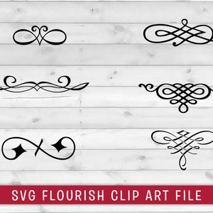 Flourish Svg 5 Clip Art Digital Cut Files Swoosh Swish | Etsy