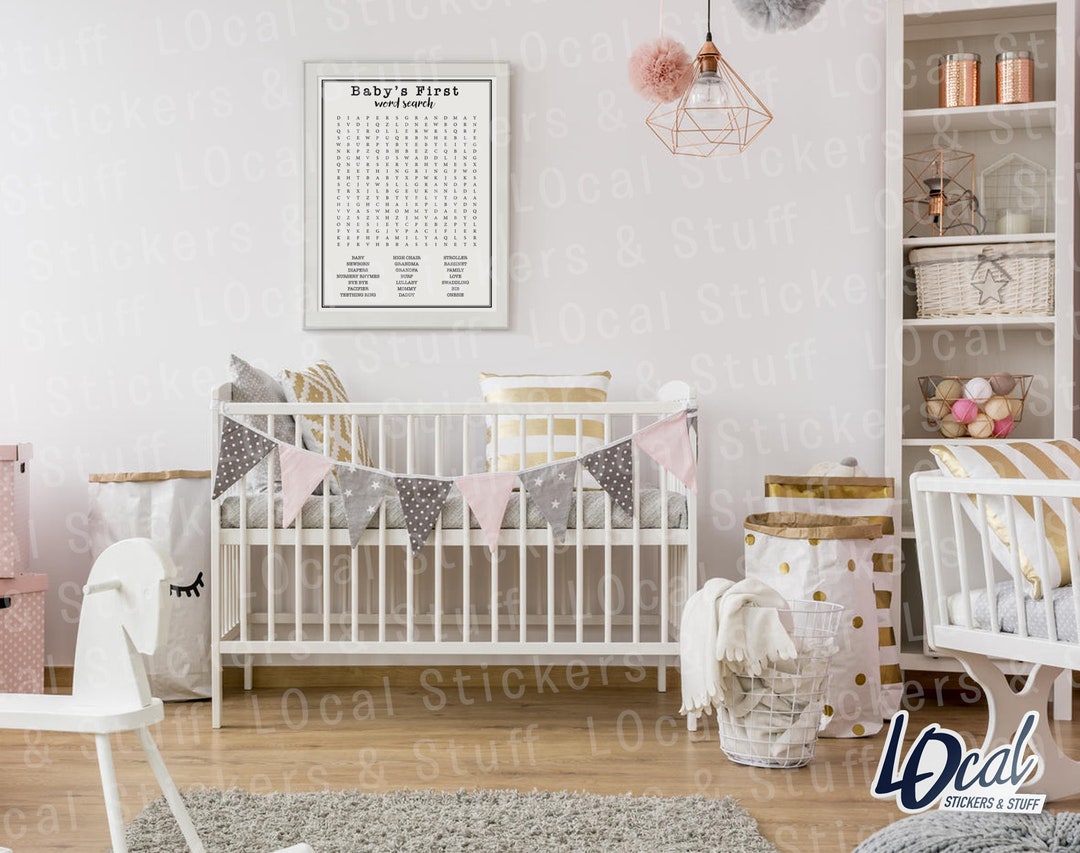 Nursery Word Search Wall Art, Baby Shower Gift, Nursery Art Print, Baby ...