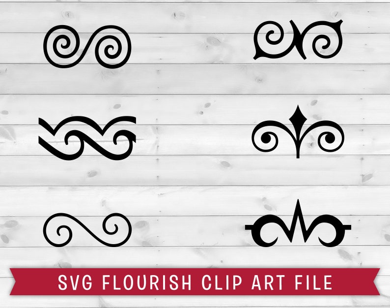 Flourish Svg 4 Clip Art Digital Cut Files Swoosh Swish - Etsy
