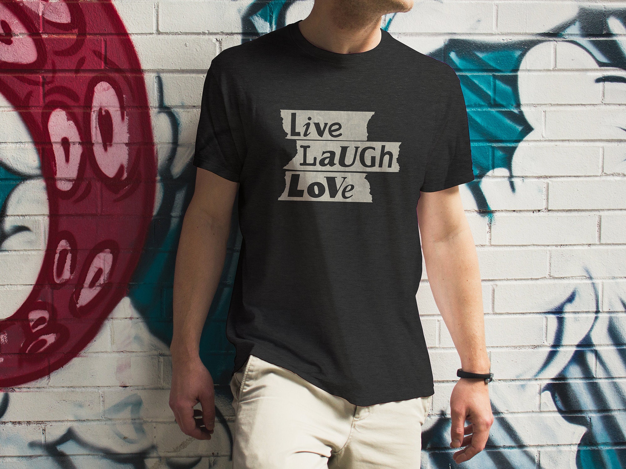 Live Laugh Love Shirt Punk Rock Shirt, Punk Inspirational Quote Live ...