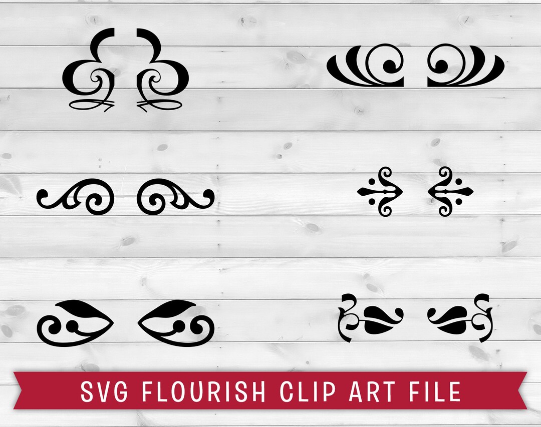 Flourish Svg 3 Clip Art Digital Cut Files Swoosh, Swish Curly Curls ...