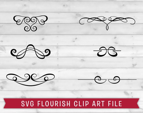 Flourish Svg 2 Clip Art Digital Cut Files Swoosh Swish | Etsy