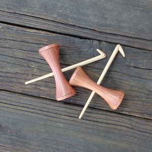 Hand Carved Basque Drop Spindle: Wild Cherry & Maple Txoatile - Etsy UK