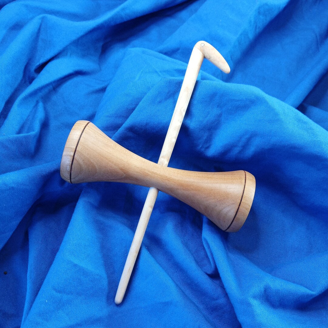 Hand Carved Basque Drop Spindle: Wild Cherry & Maple Txoatile - Etsy