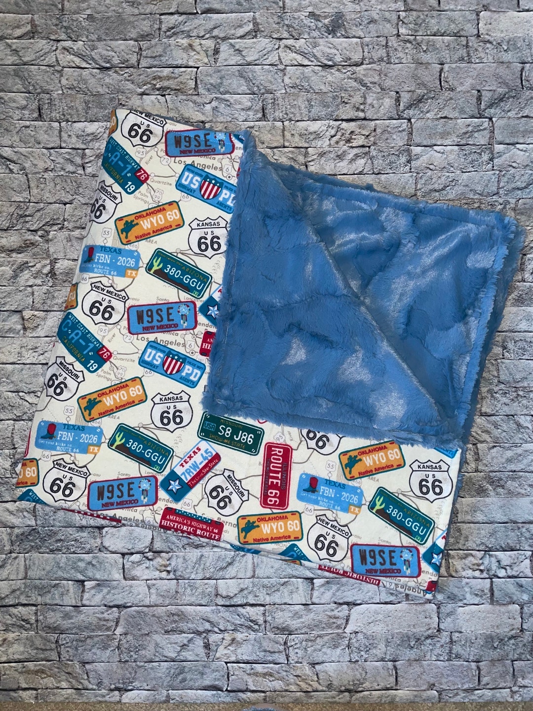 Route 66 Baby Blanket | Minky Blanket | Baby Blanket | Travel Blanket ...