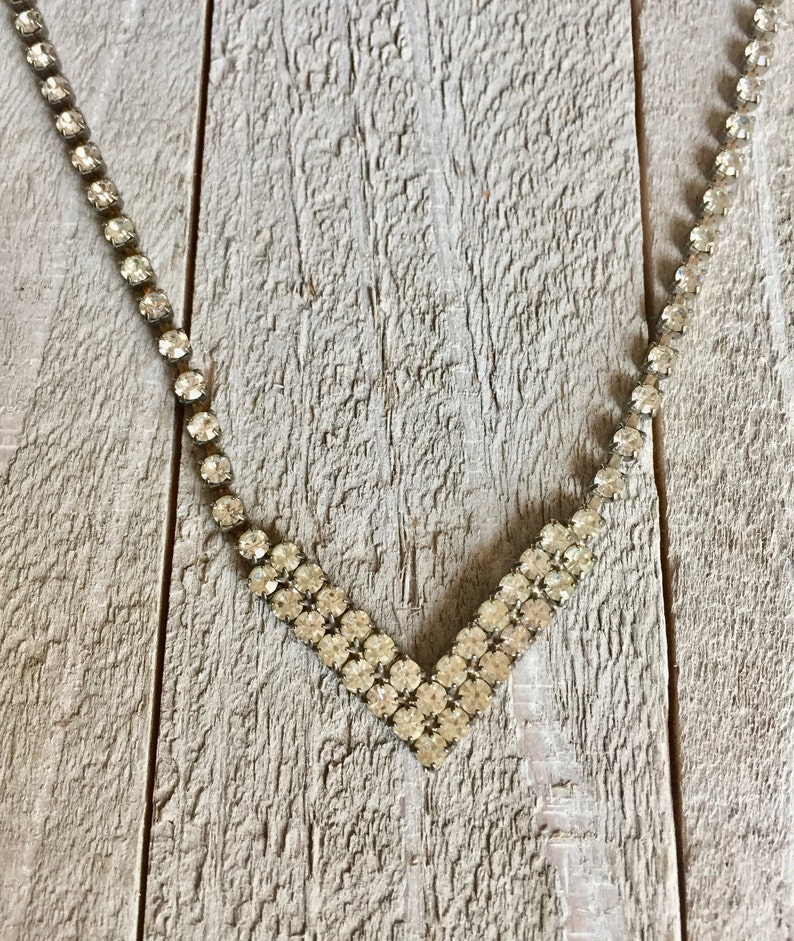 Silver Tone Rhinestone Prom Choker Necklace Clear Rhinestones - Etsy