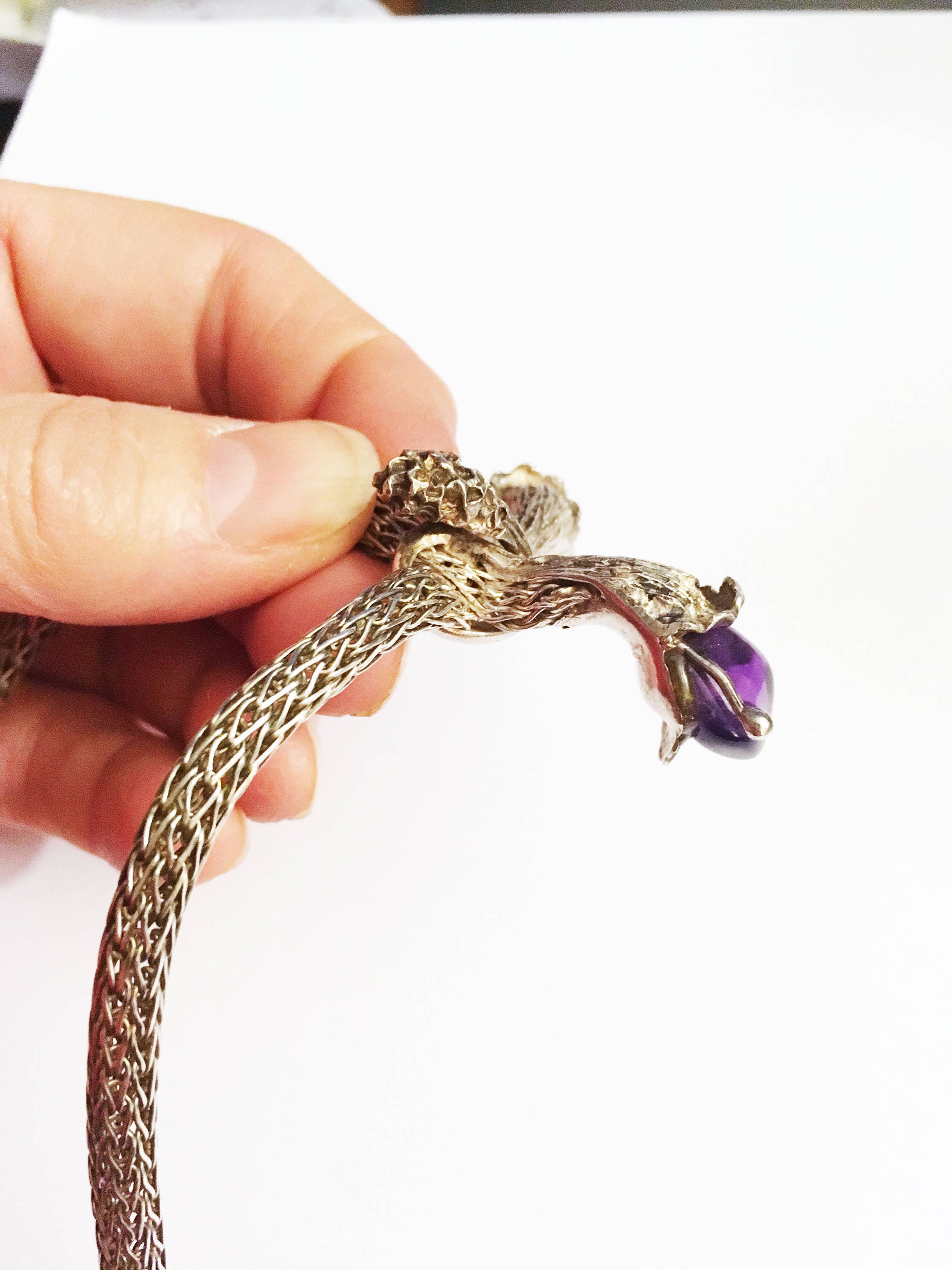 Silver Amethyst Necklace Fox Tail Uncut Polished Amethysts - Etsy