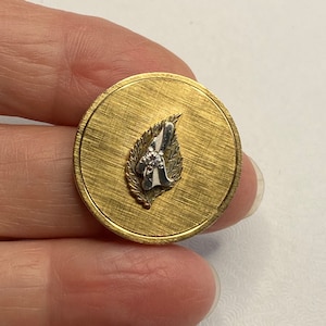 12K GF Letter K Lapel Pin Round Leaf Pendant Diamond Sparkle Initial K ...