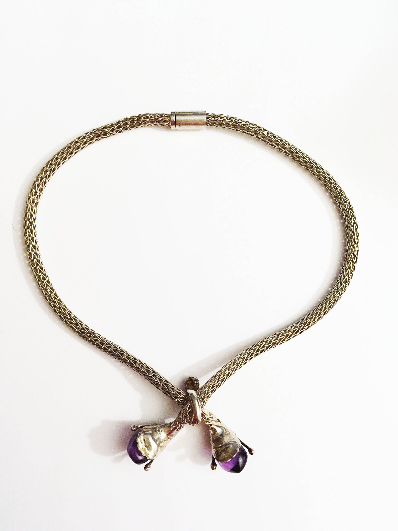 Silver Amethyst Necklace Fox Tail Uncut Polished Amethysts - Etsy