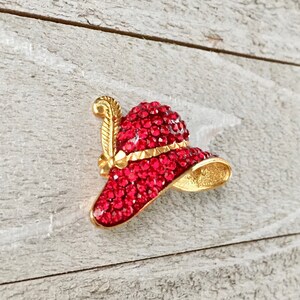 Gold Tone & Red Rhinestone Hat Pin Feather Accent Vintage 1980s 1990s ...