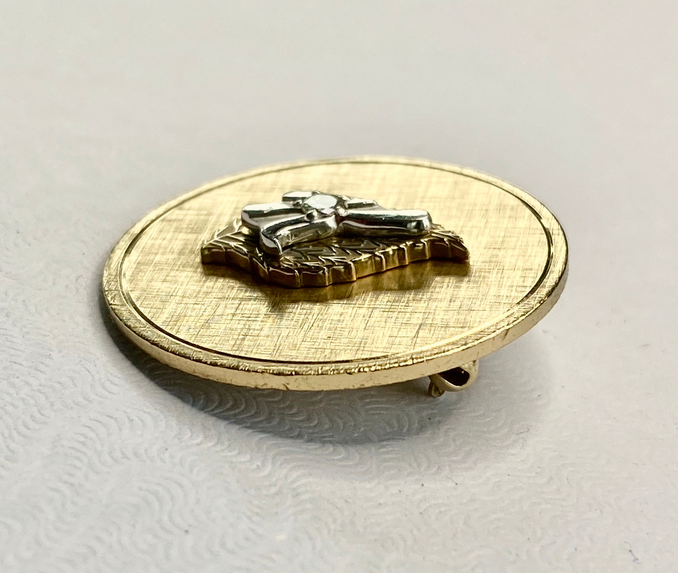 12K GF Letter K Lapel Pin Round Leaf Pendant Diamond Sparkle | Etsy