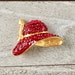 Gold Tone & Red Rhinestone Hat Pin Feather Accent Vintage - Etsy
