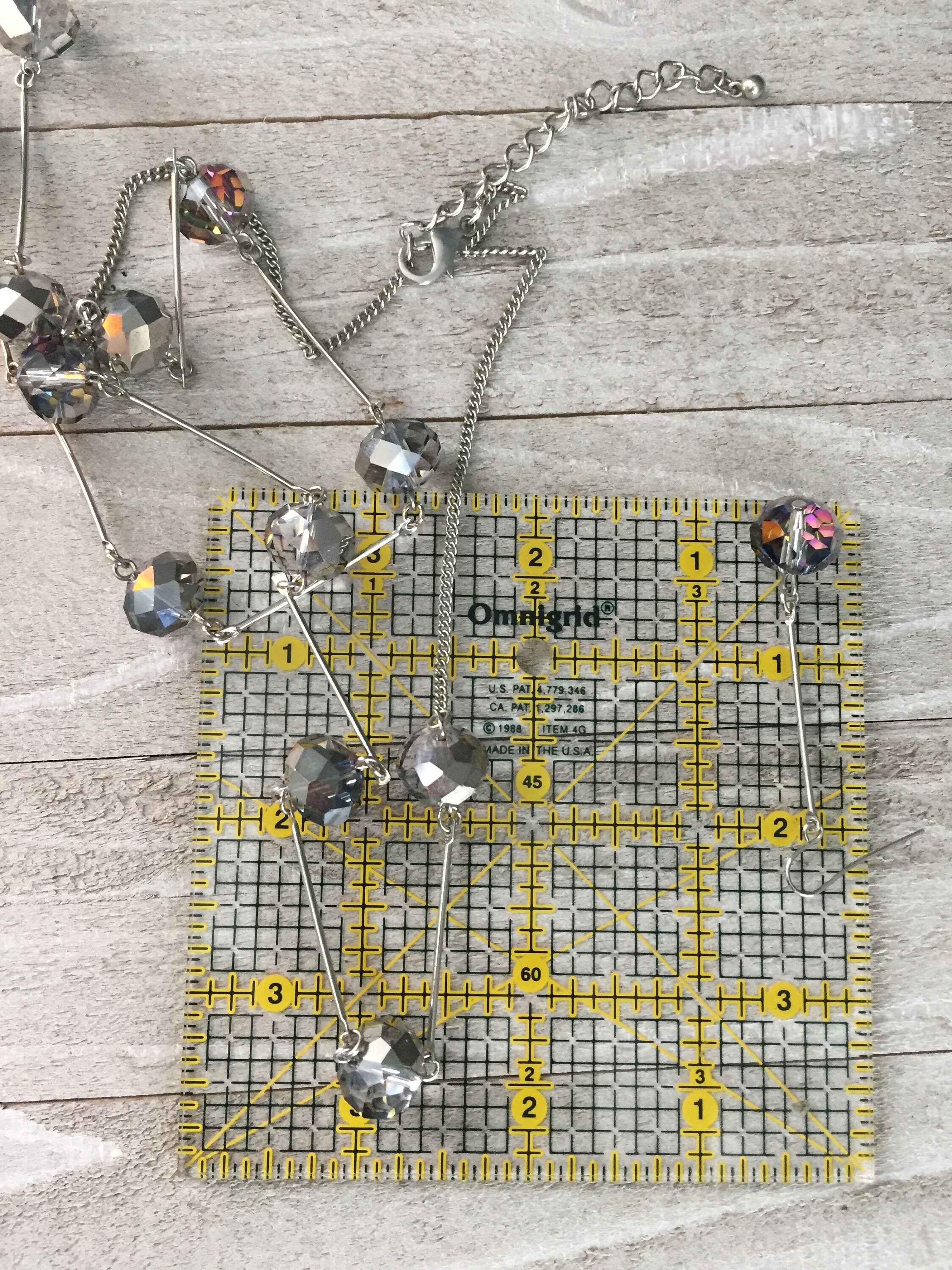 Rhinestone Bead Station Necklace Earrings Dangle Drop Crystals | Etsy