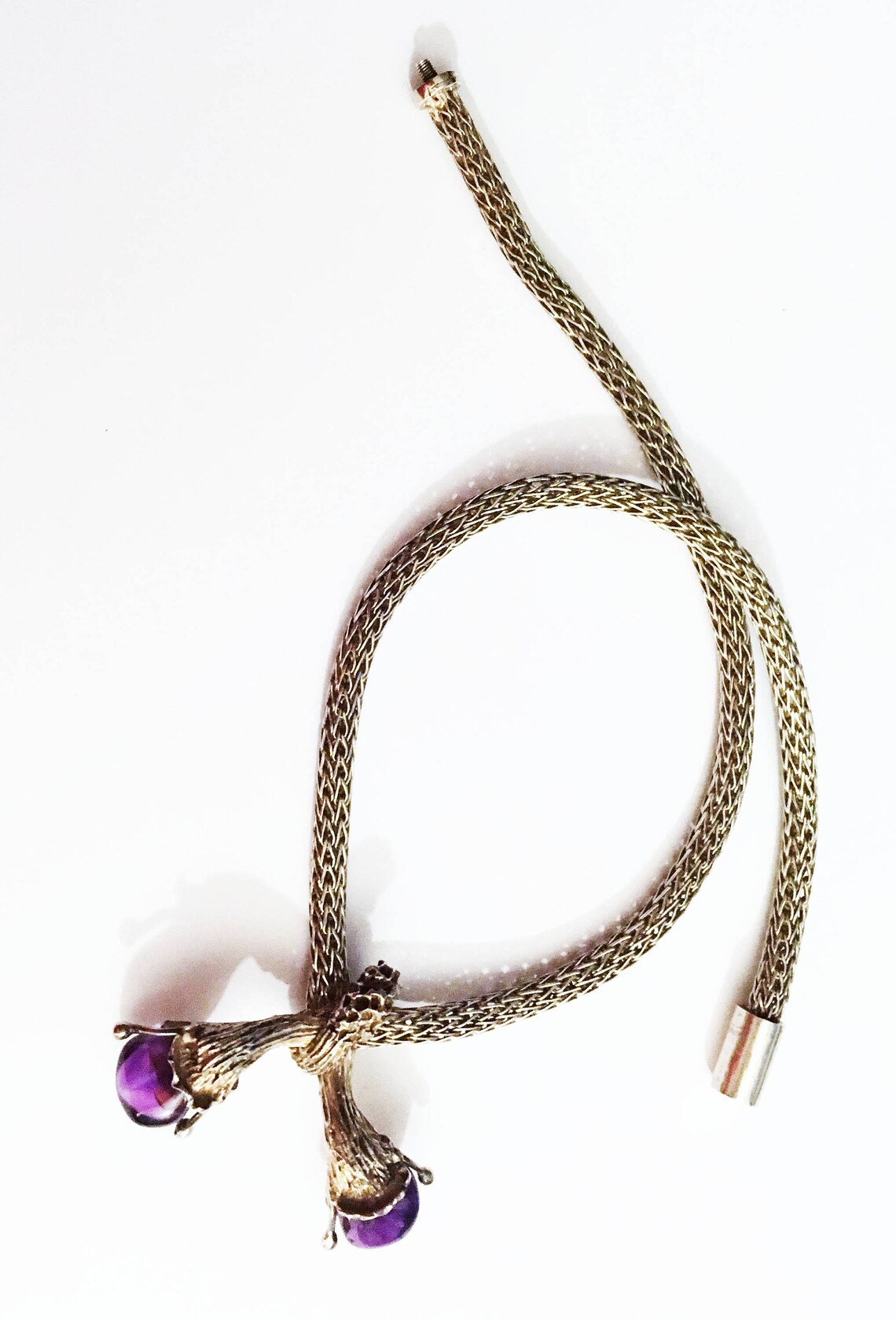 Silver Amethyst Necklace Fox Tail Uncut Polished Amethysts - Etsy