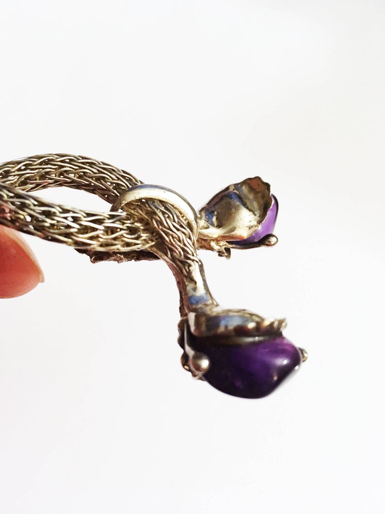 Silver Amethyst Necklace Fox Tail Uncut Polished Amethysts - Etsy