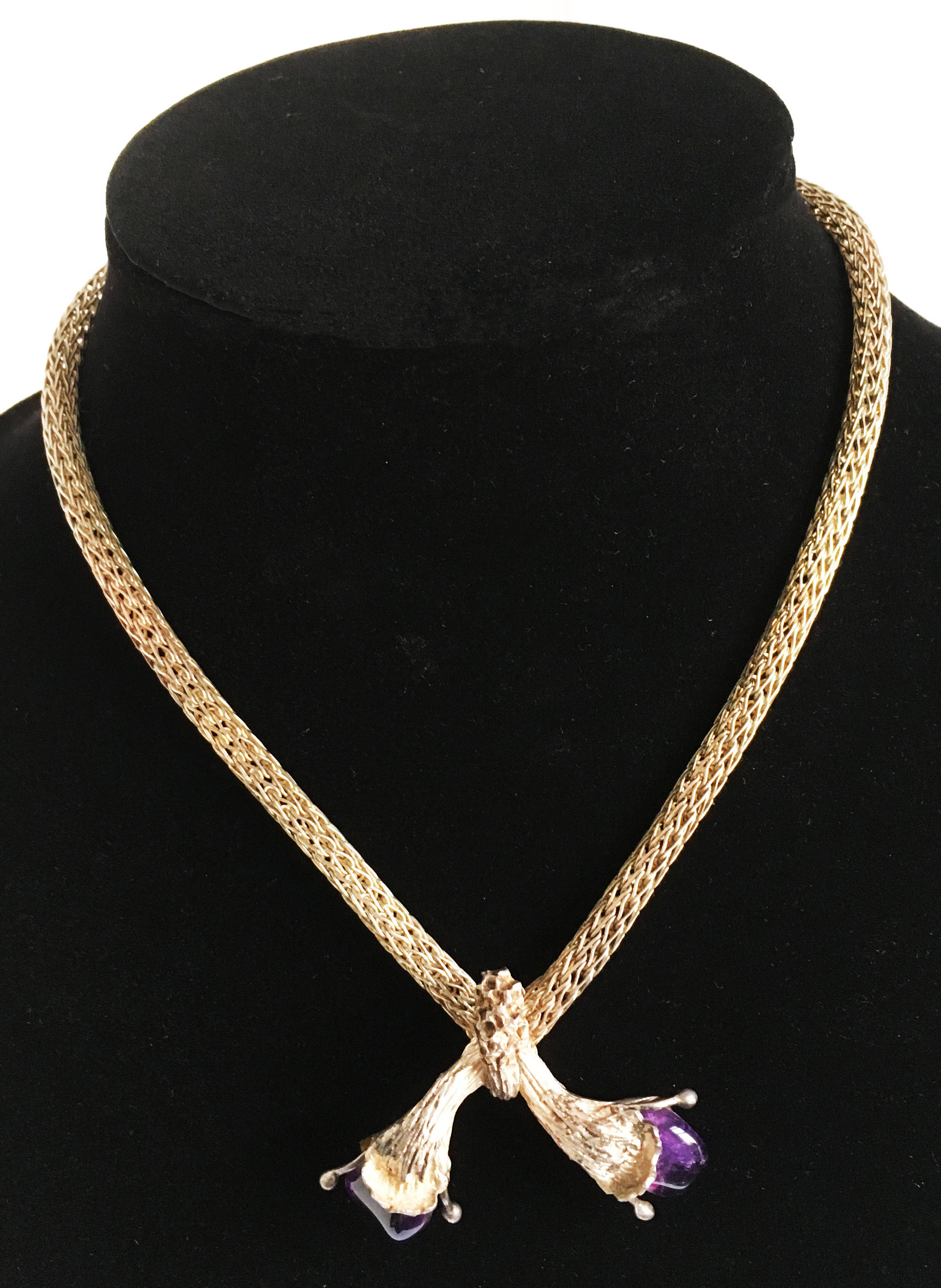 Silver Amethyst Necklace Fox Tail Uncut Polished Amethysts - Etsy