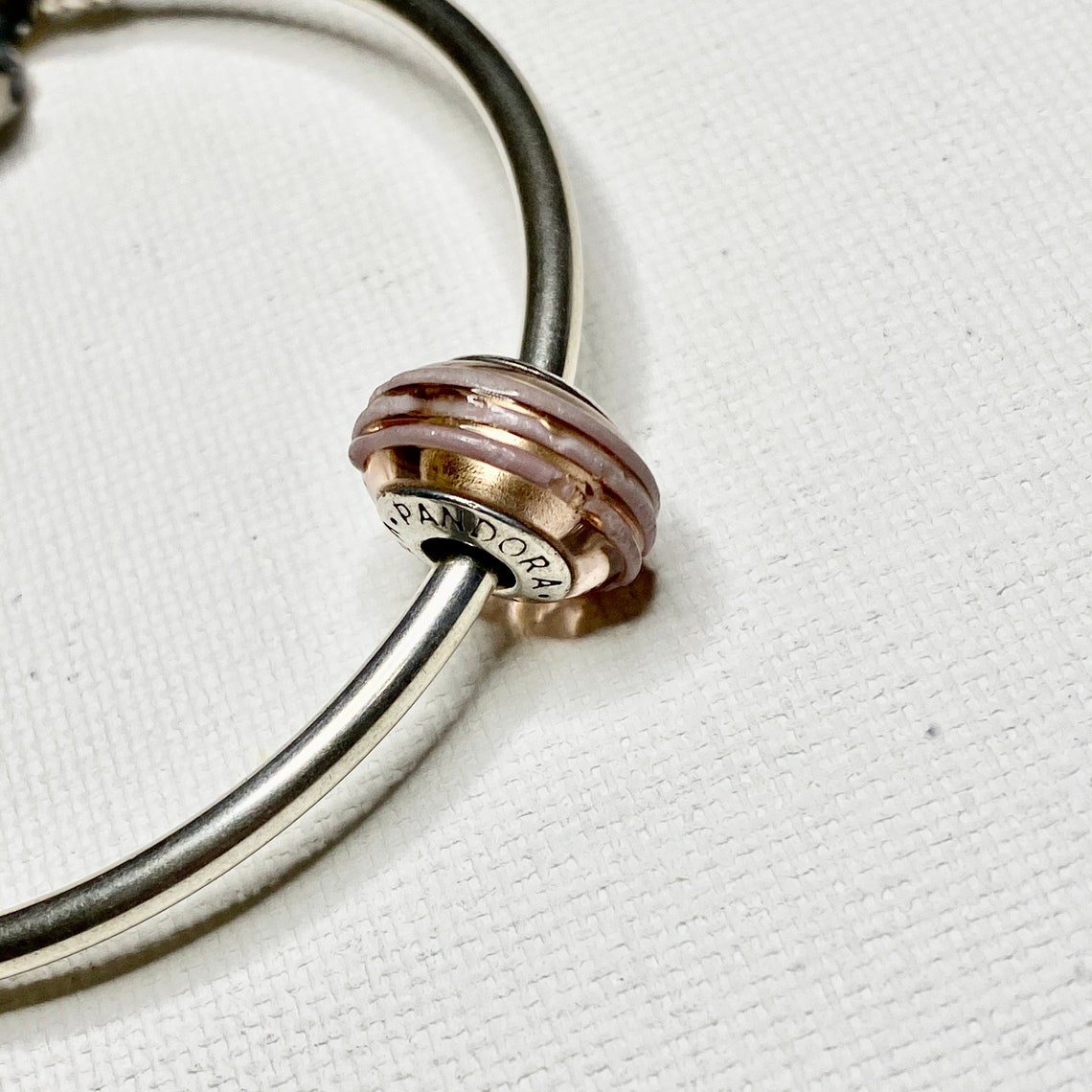 Authentic Pandora Charm Pastel Pink Stripes Glass Bead - Etsy