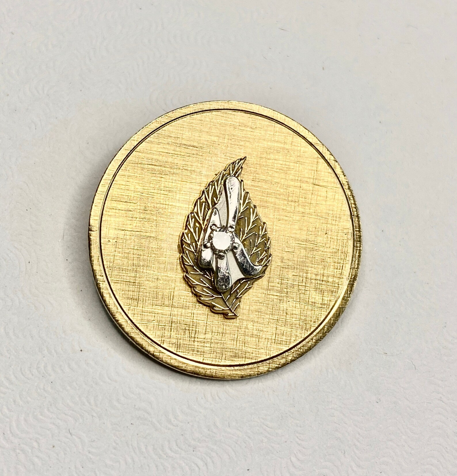 12K GF Letter K Lapel Pin Round Leaf Pendant Diamond Sparkle | Etsy