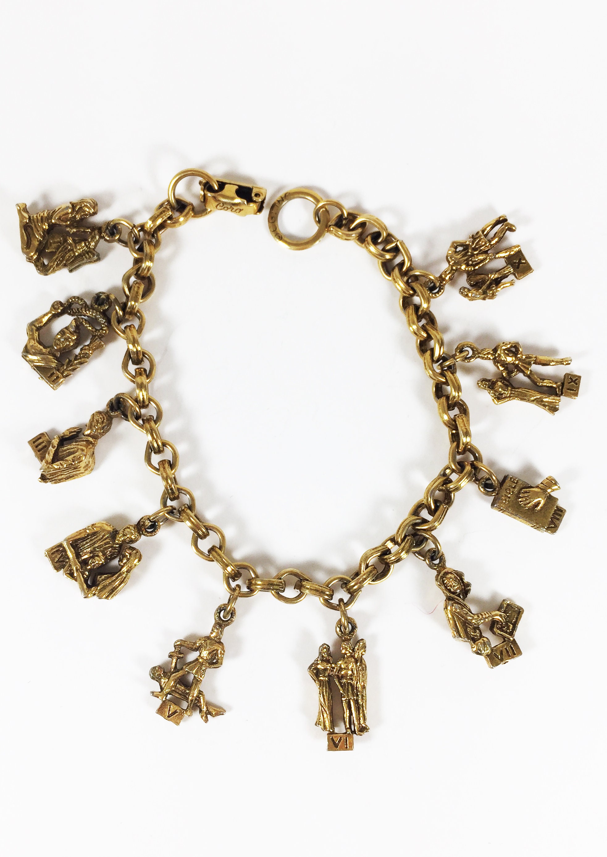 Coro Ten Commandments Charm Bracelet Vintage 1950s Gold Tone | Etsy