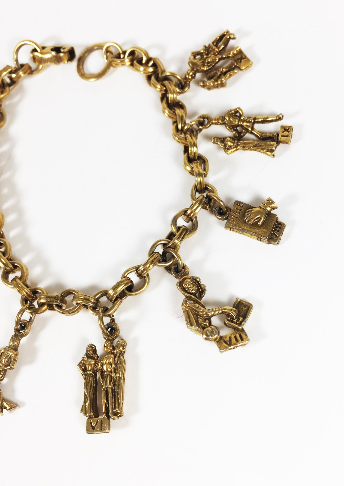 Coro Ten Commandments Charm Bracelet Vintage 1950s Gold Tone | Etsy