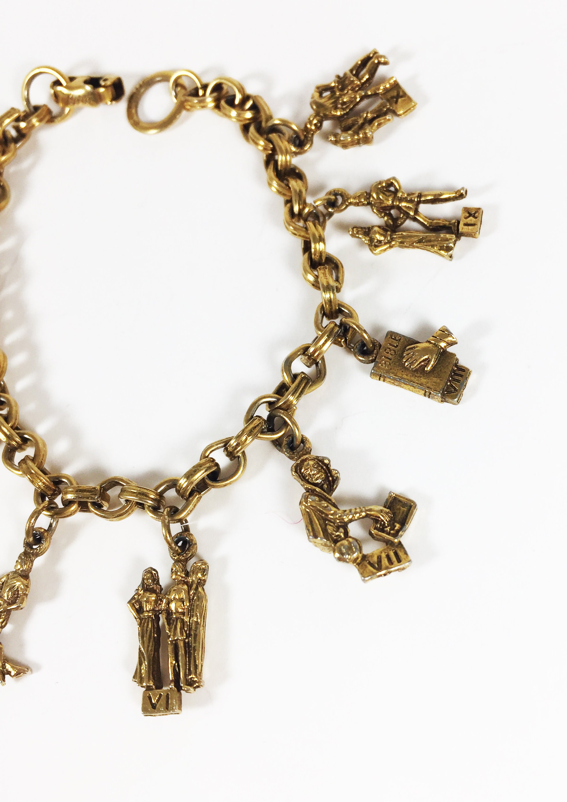 Coro Ten Commandments Charm Bracelet Vintage 1950s Gold Tone | Etsy