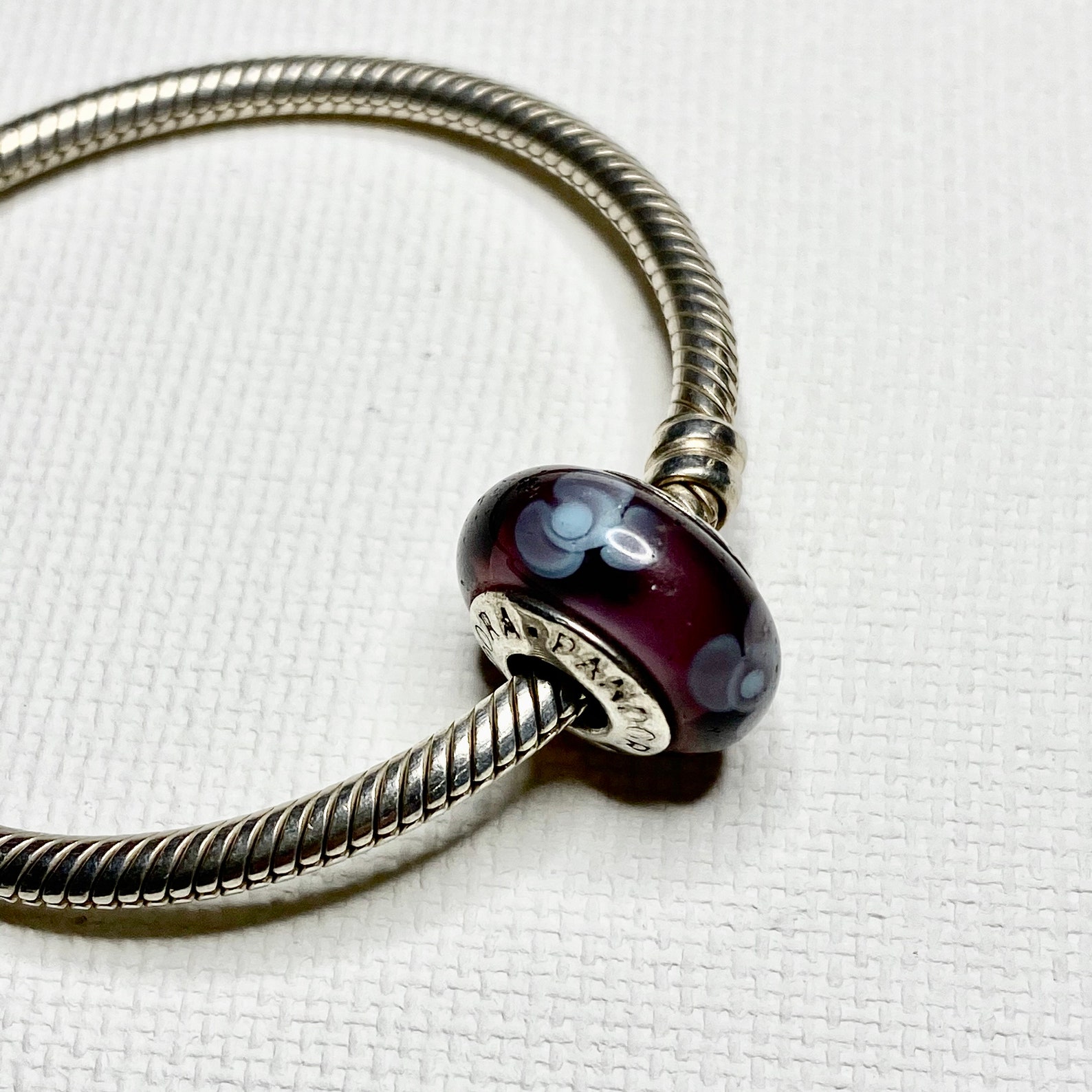 Authentic Pandora Charm Blue Flower Bead Sterling Silver - Etsy