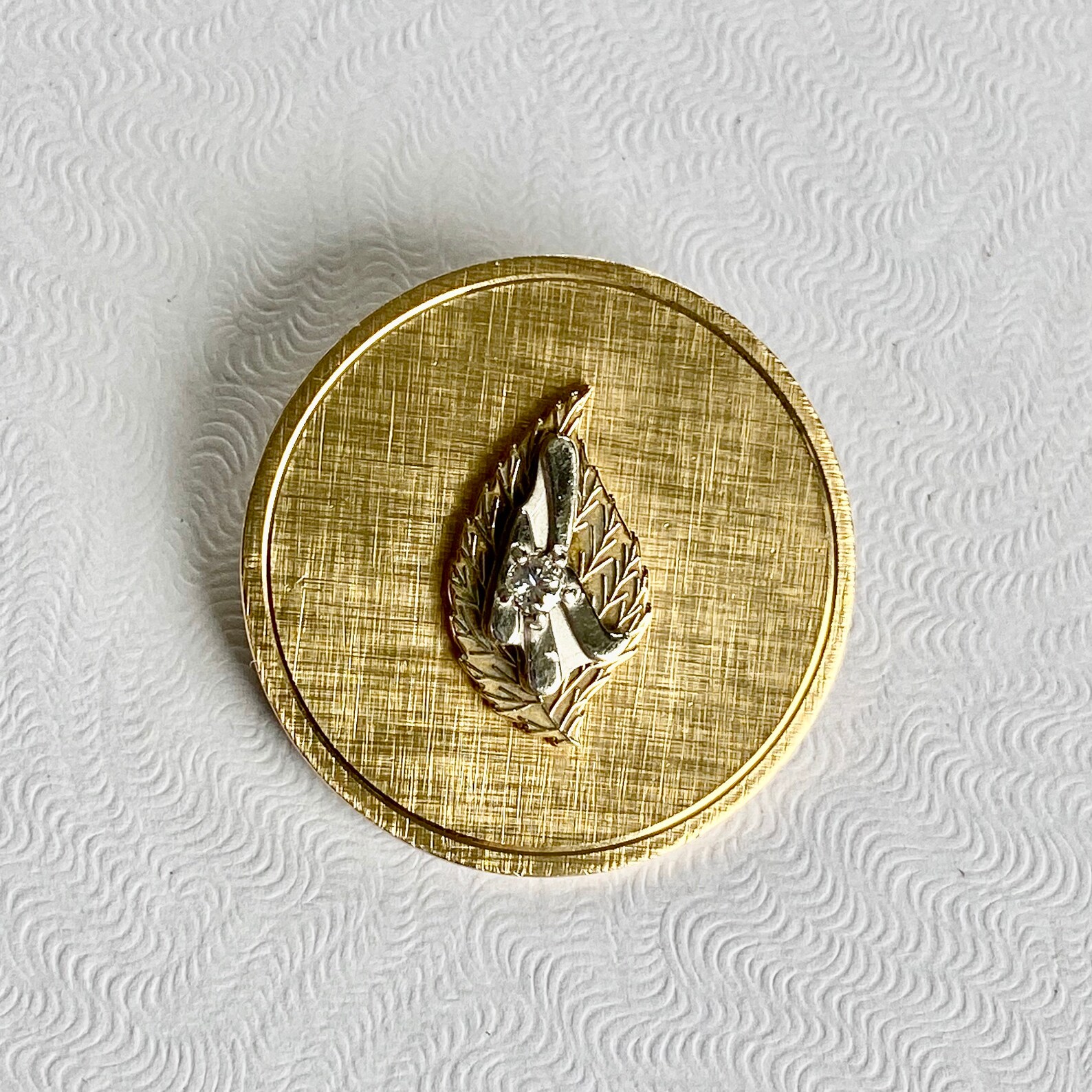 12K GF Letter K Lapel Pin Round Leaf Pendant Diamond Sparkle | Etsy