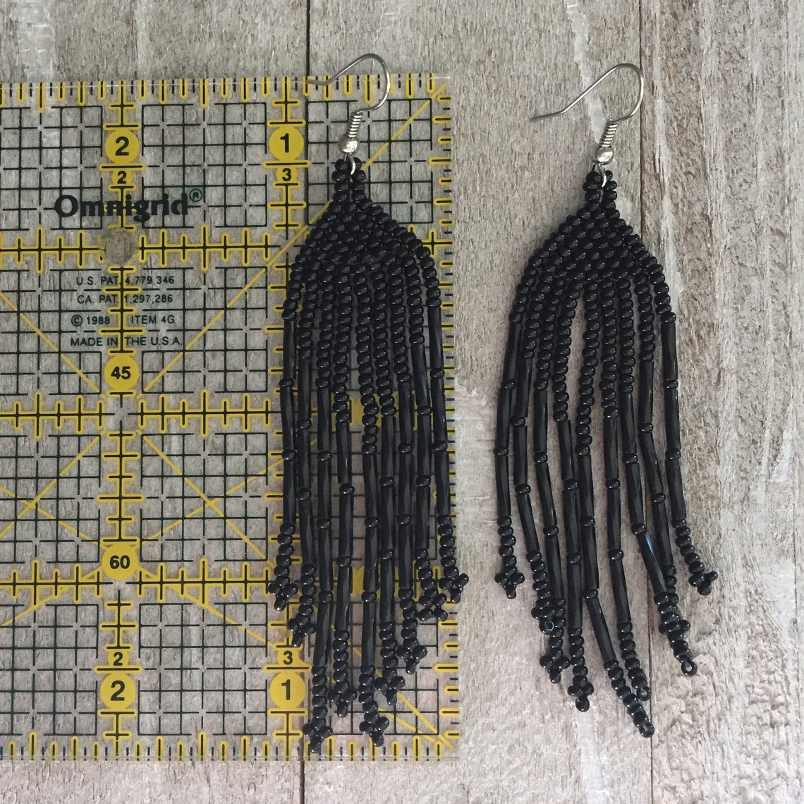 Black Bead Strand Shoulder Dusters Tube Seed Beads Pierced | Etsy