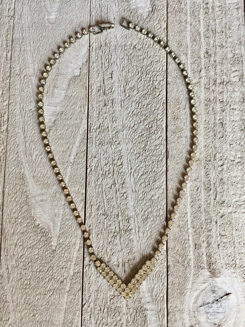 Silver Tone Rhinestone Prom Choker Necklace Clear Rhinestones - Etsy