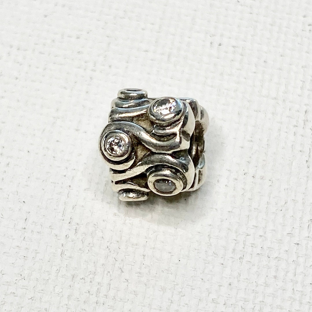 Authentic Pandora Charm Bead Clear Rhinestones Sterling Silver Swirls ...