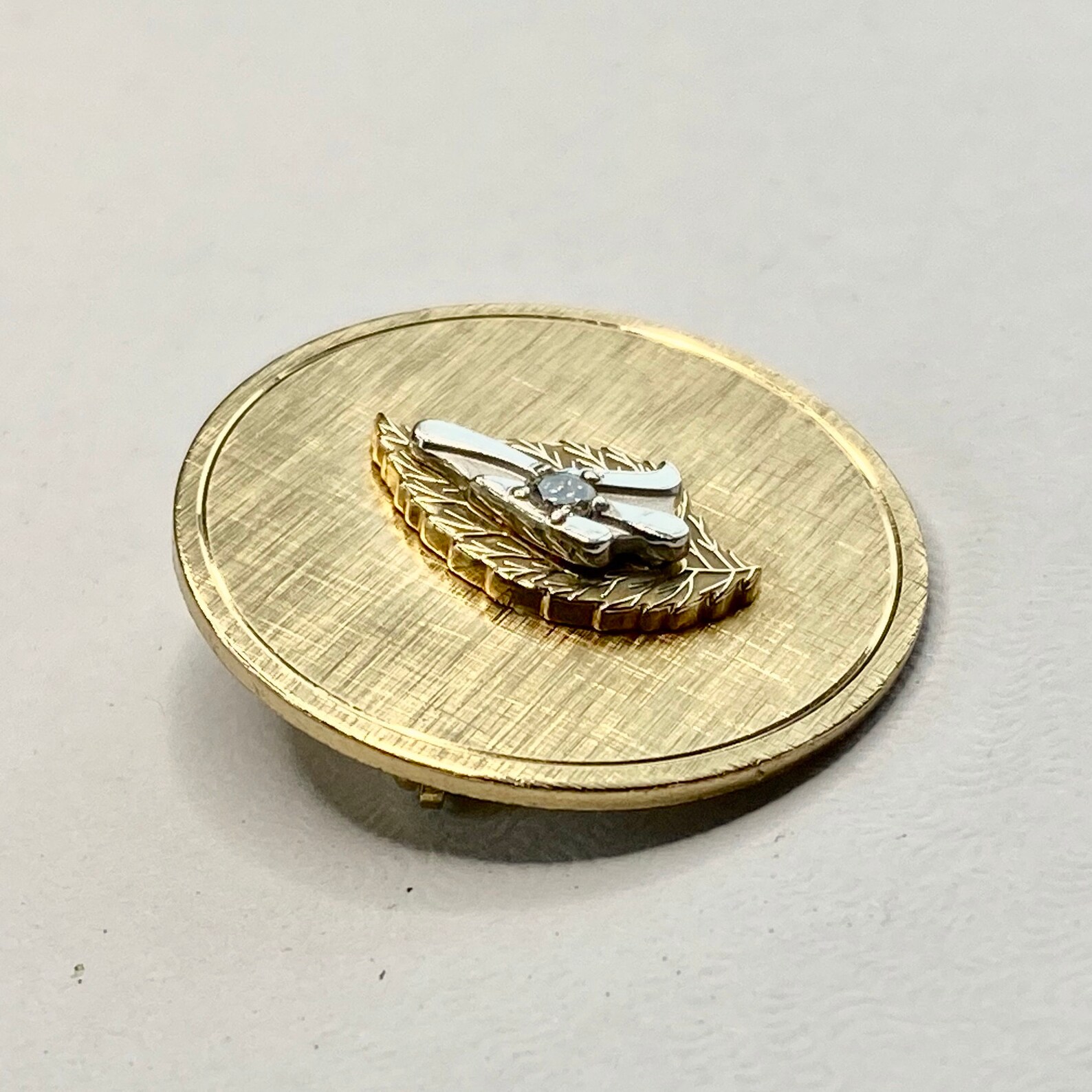 12K GF Letter K Lapel Pin Round Leaf Pendant Diamond Sparkle | Etsy