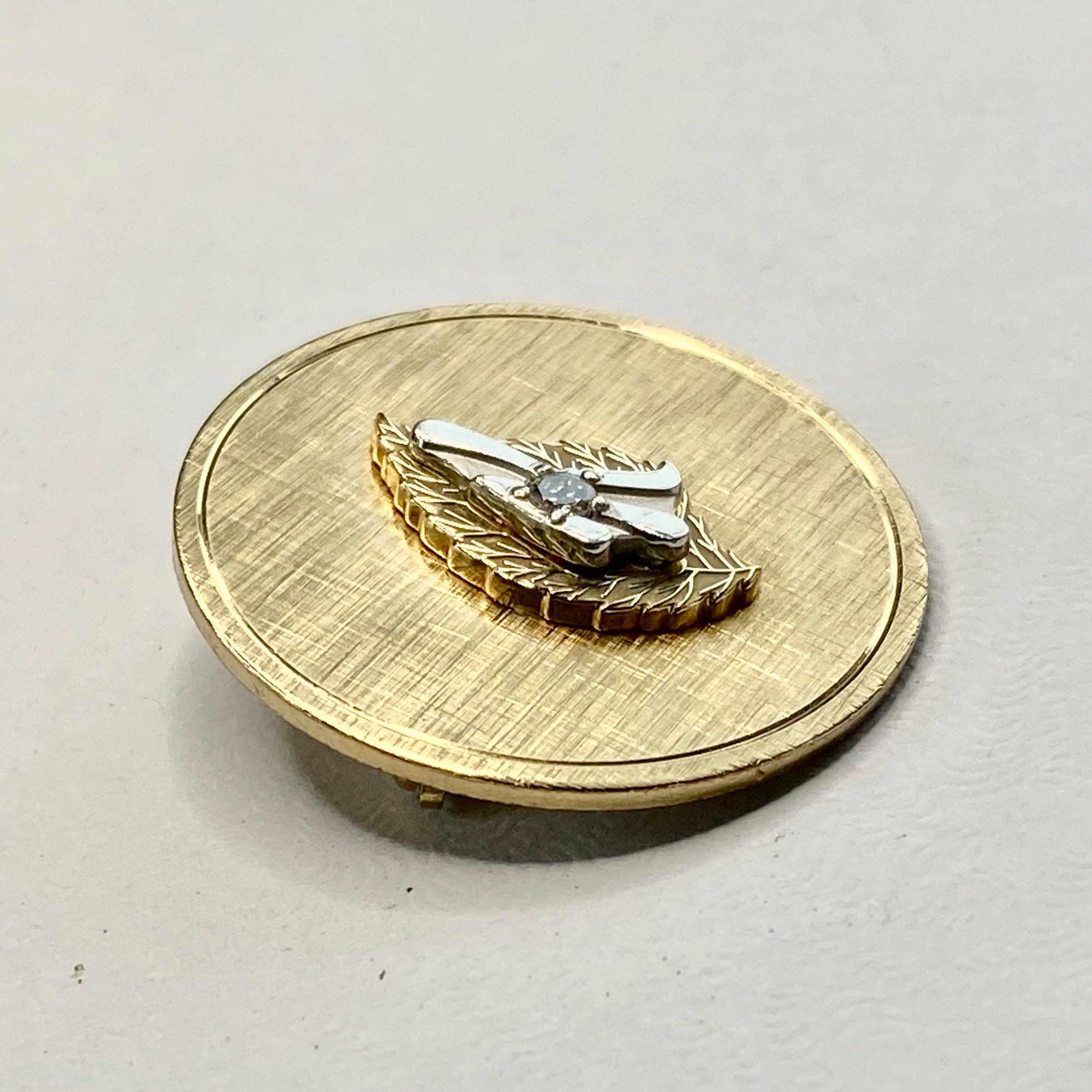 12K GF Letter K Lapel Pin Round Leaf Pendant Diamond Sparkle | Etsy