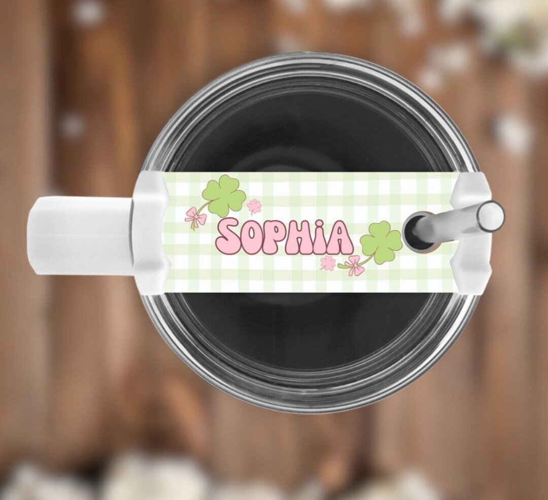 St Patrick's Day Stanley Name Plate, Stanley Shamrock Name Topper/tag ...