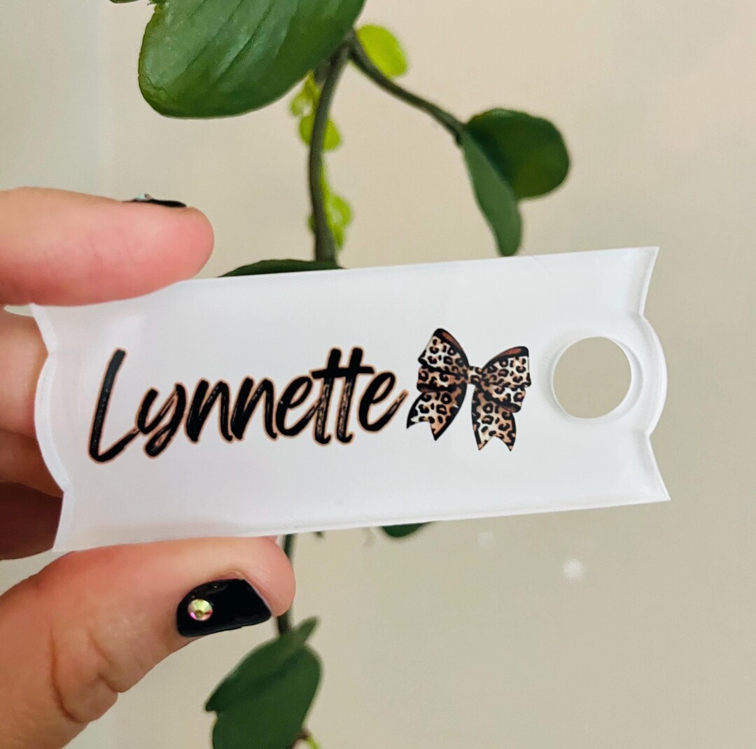Leopard Stanley Name Plate, Personalized Bow Name Topper for Tumbler ...