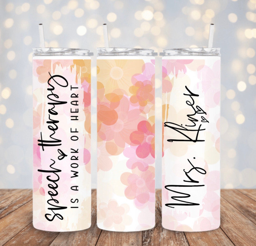 Speech Therapist Personalized Tumbler,20oz SLP Cup With Lid and Straw ...