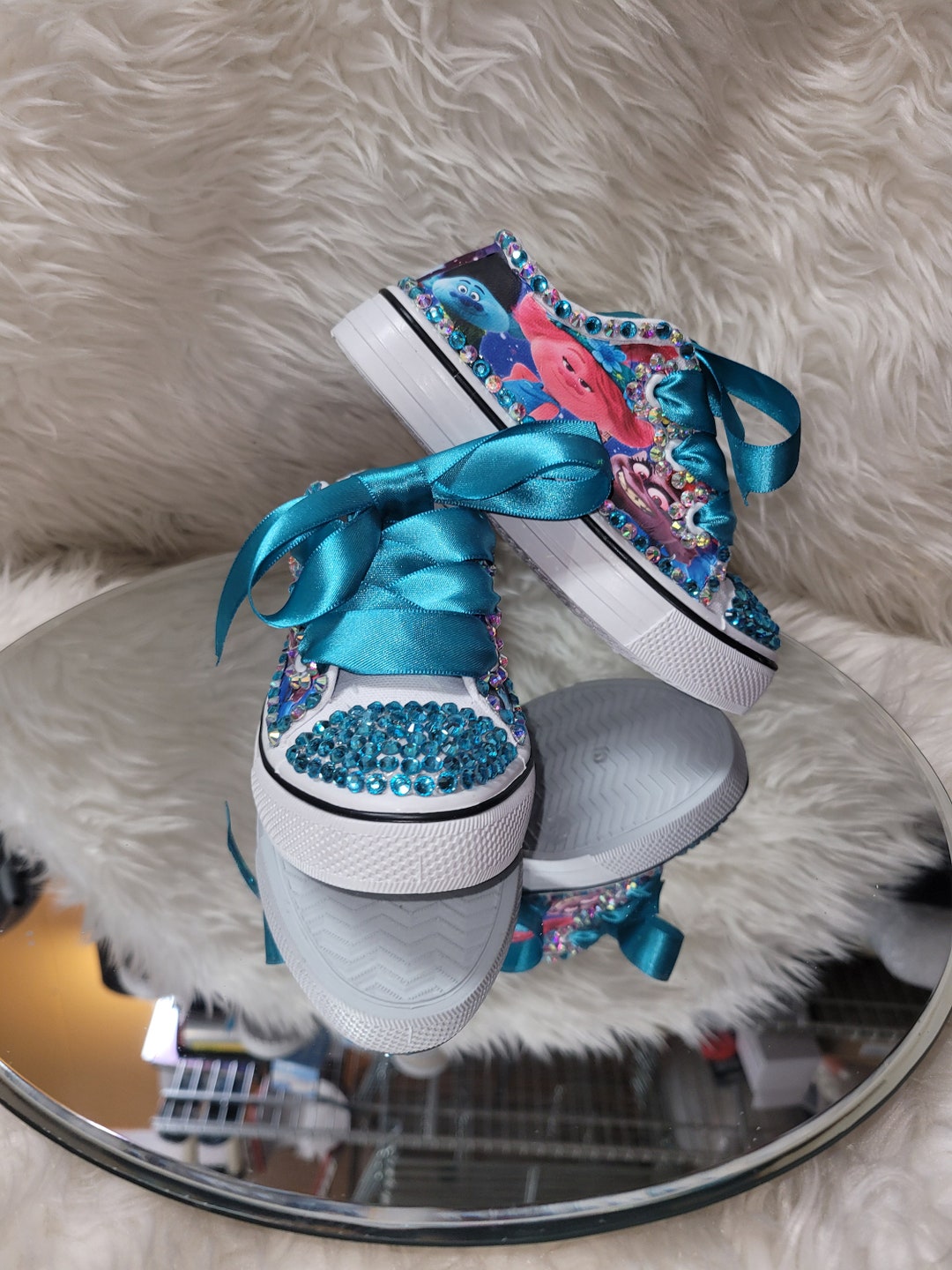 Personalized Kids Low Top Canvas Shoe and Glass Rhinestone, Poppy Troll ...