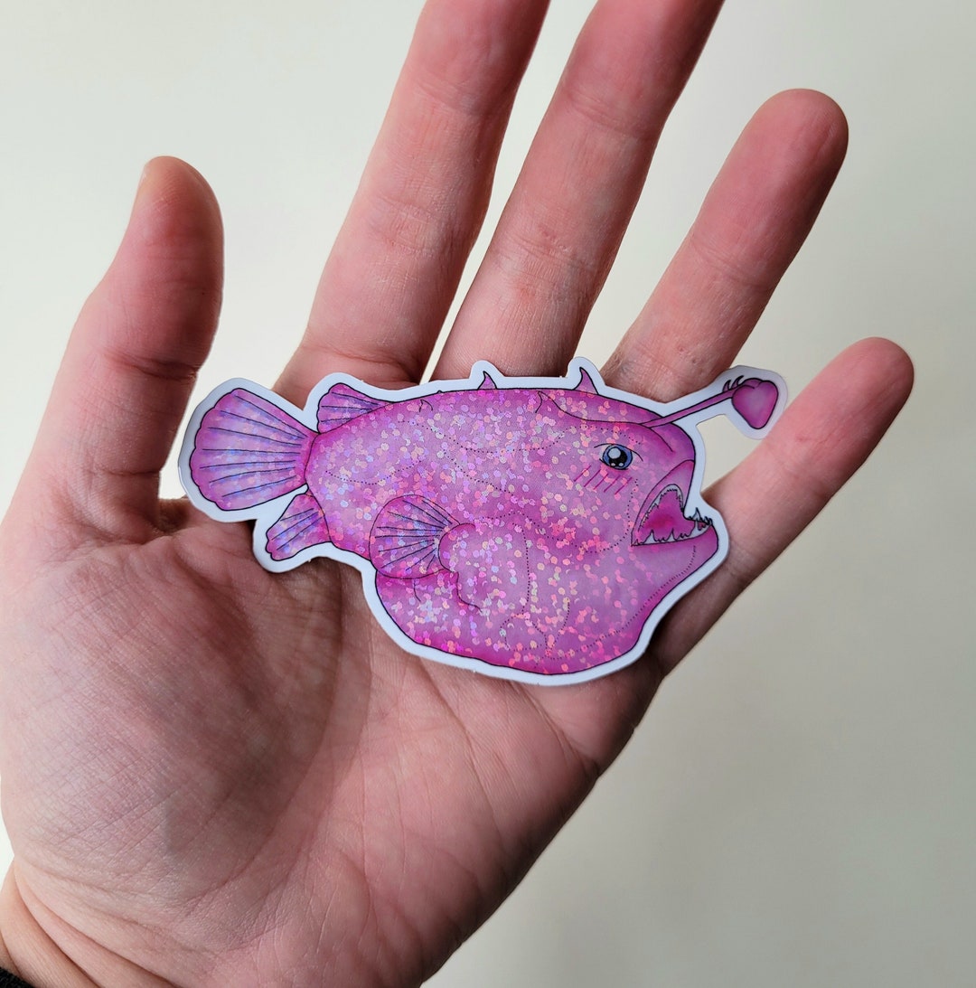 Kawaii Angler Fish Glitter Sticker - Vinyl - Weather and Scratch-proof ...