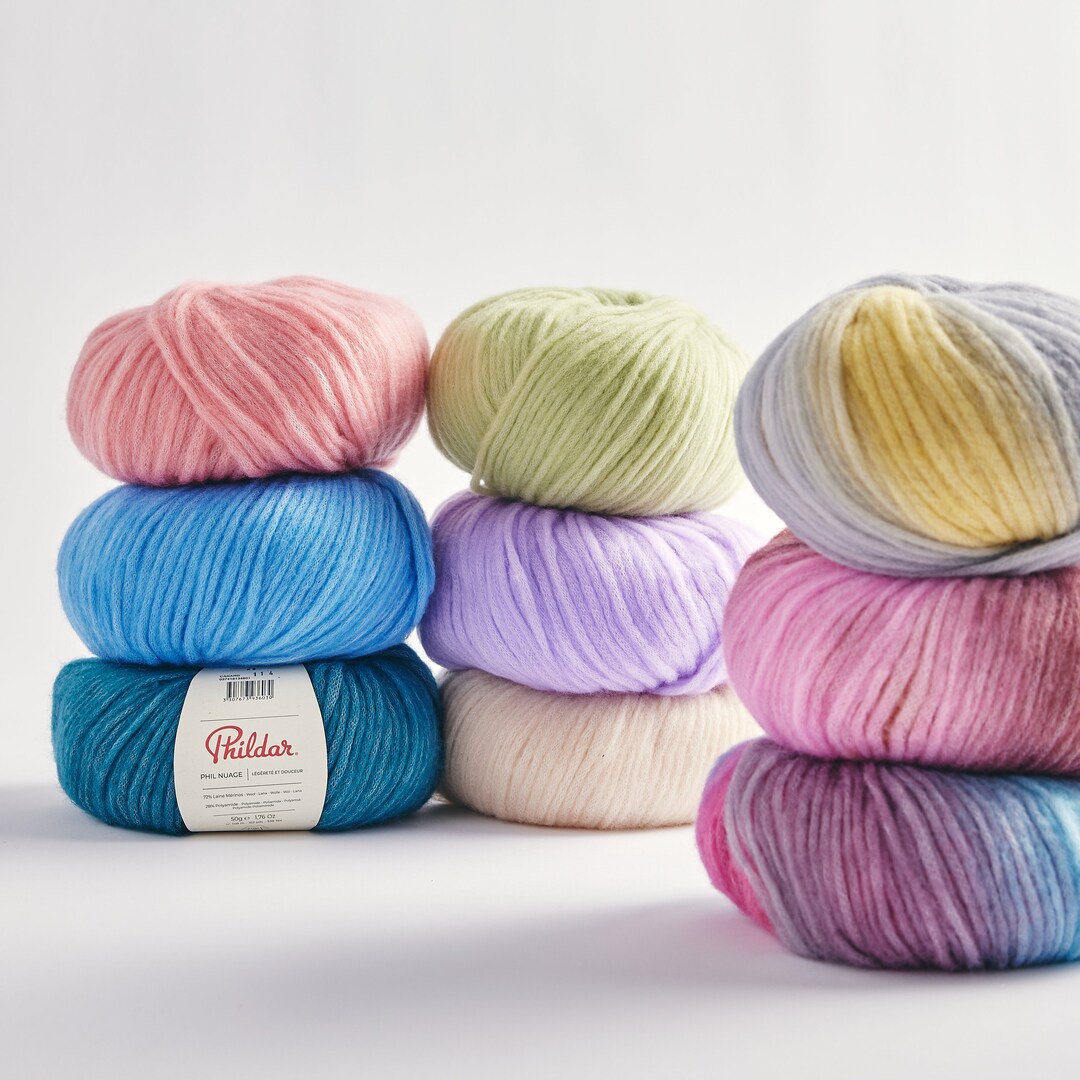 Chunky Merino Wool Variegated Yarn PHILDAR Nuage, Bulky Multicolor ...
