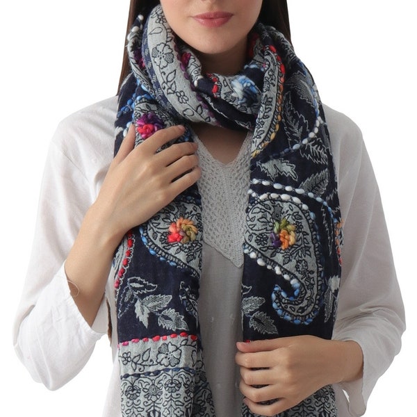 Floral Wool Scarf - Etsy