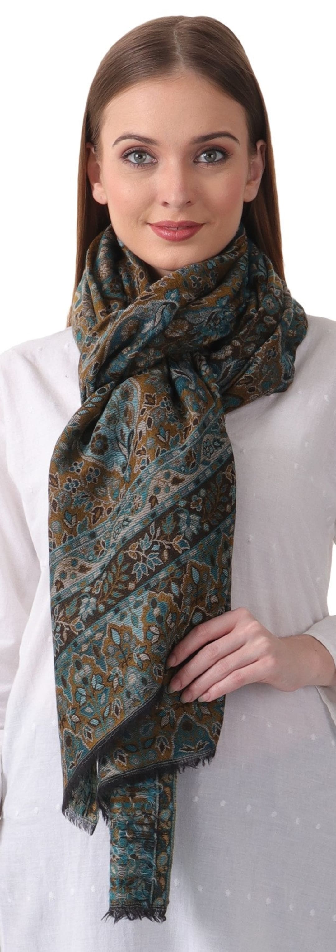 100% Pure Cashmere Wool Traditional Kani Weave Pashmina Super Soft Warm ...