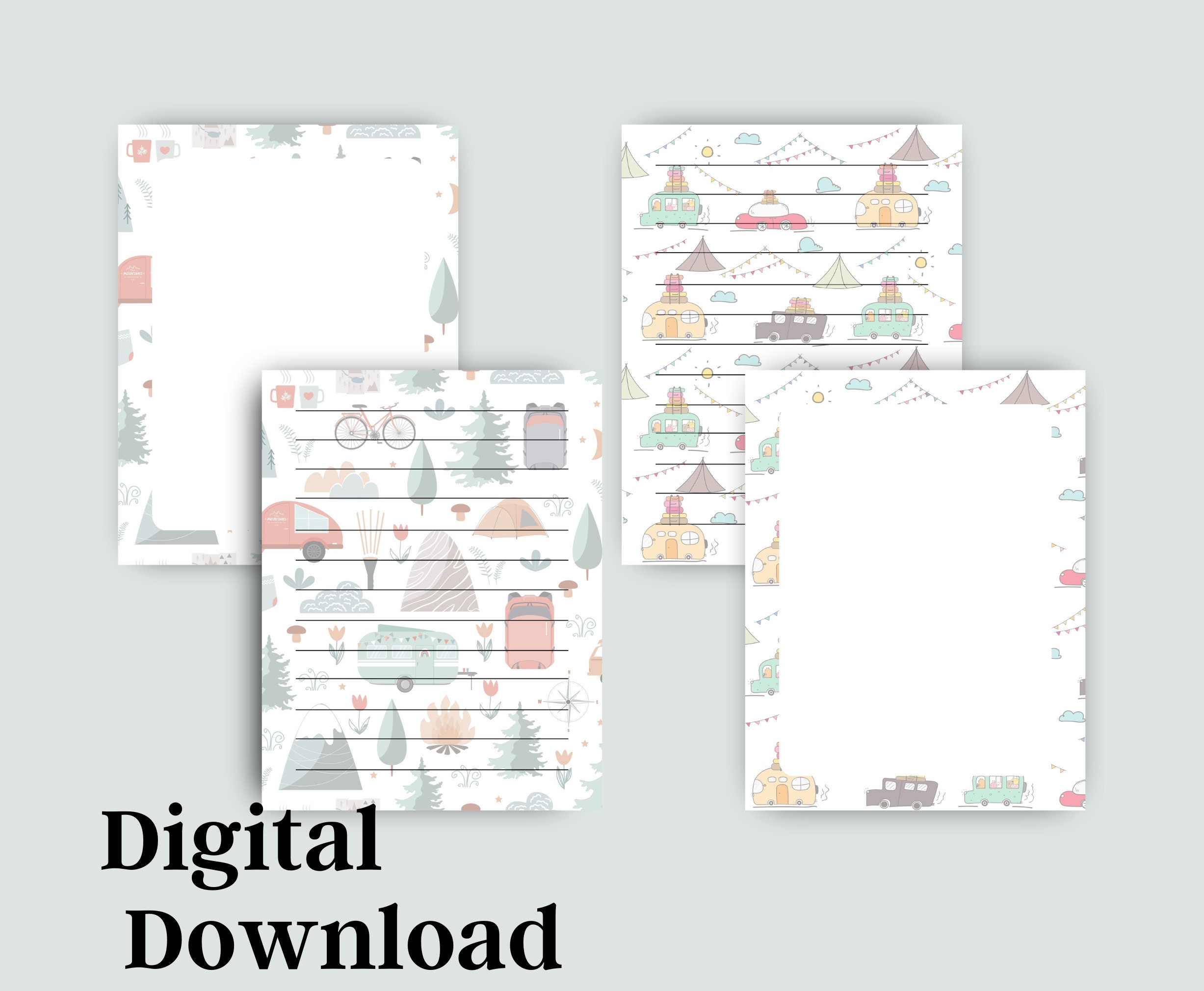 Printable Stationery Set US Letter Size PDF, Instant Download ...