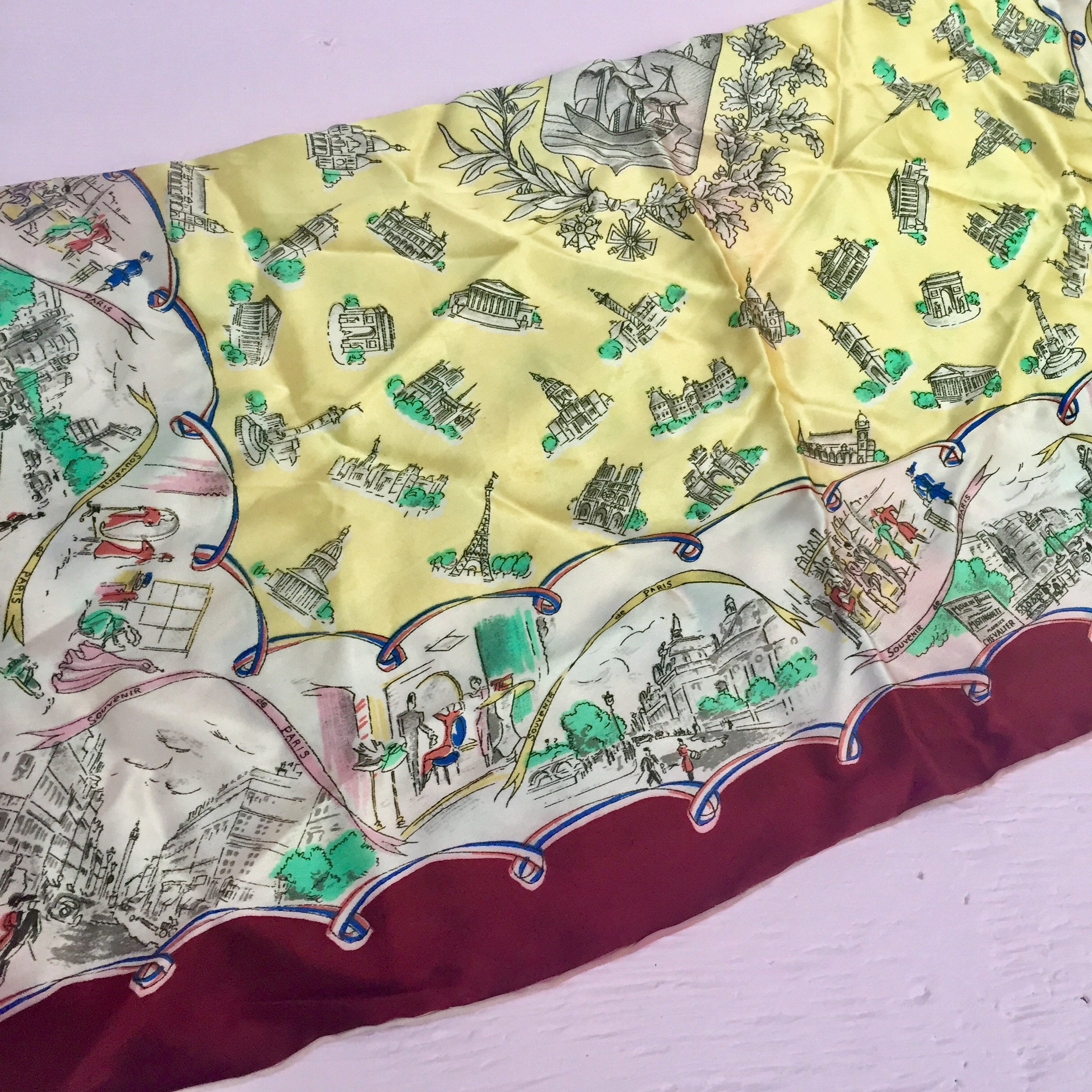 Vintage Silk Scarf, Vintage Mid Century Scarf, Vintage Paris Scarf ...