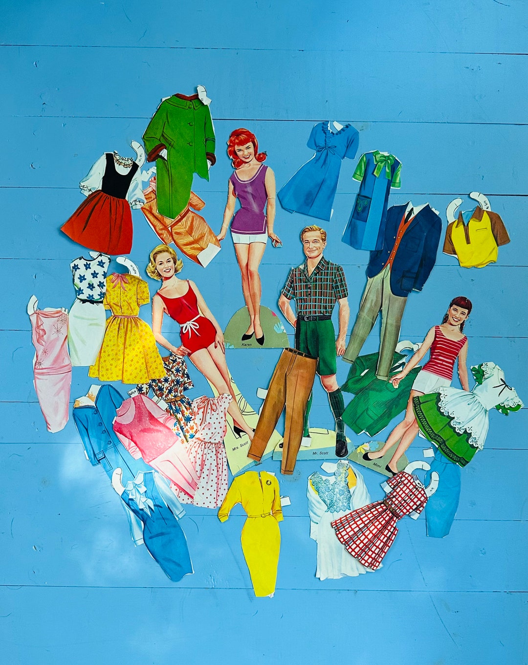 1960s Scott Family Paper Doll Set, Retro Paper Dolls, Mid Century ...