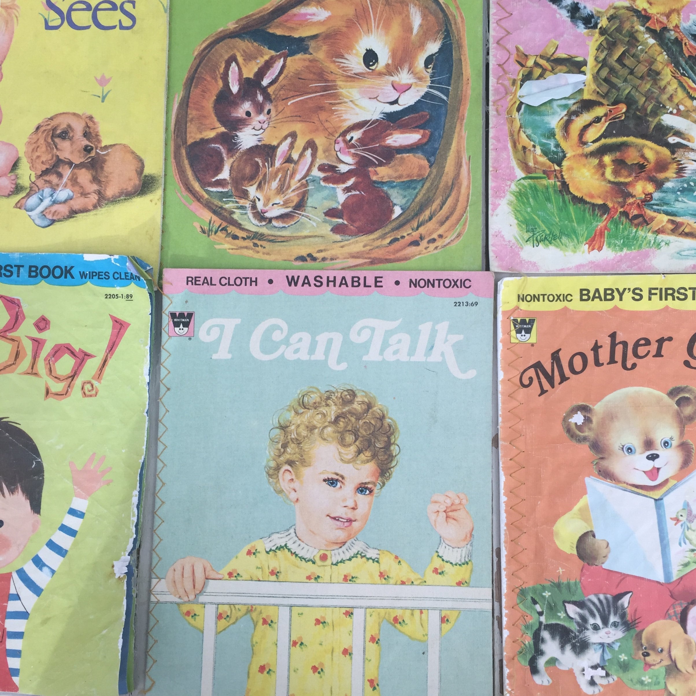 Vintage Mid Century Baby's First Books, Set of Six, Vintage Baby Wipe ...