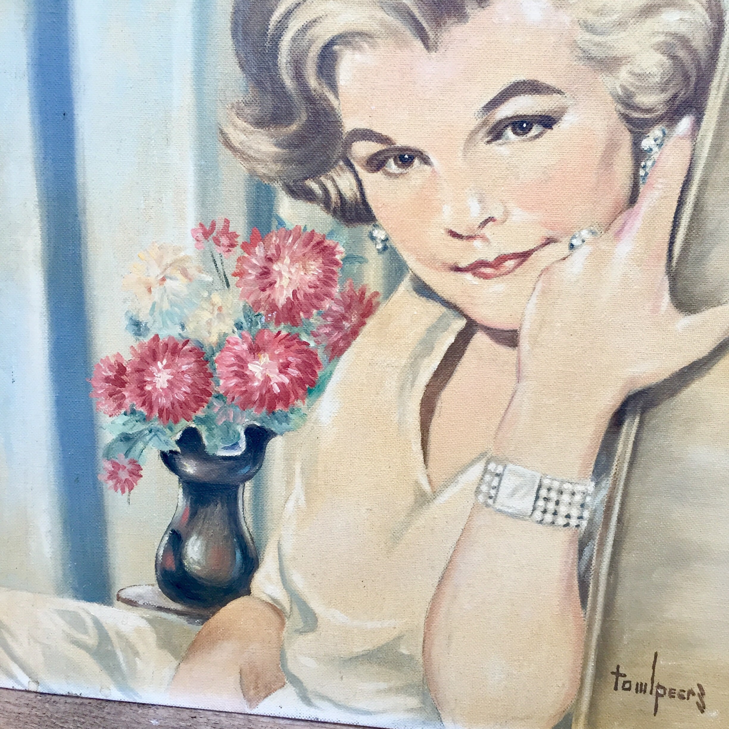 Vintage Mid Century Original Portrait Painting, 1950s Portrait ...