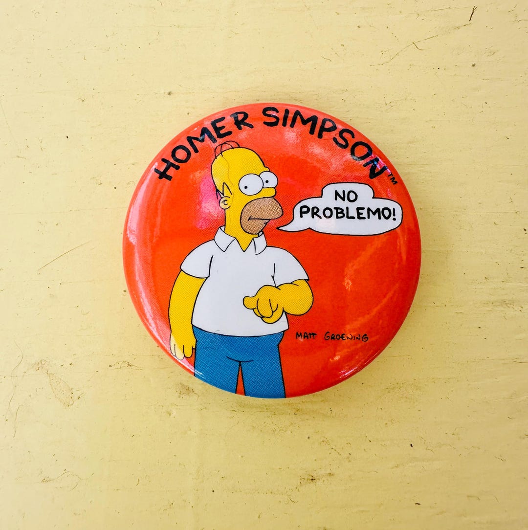 Vintage Simpsons Button, Vintage Simpsons Pin, Vintage Homer Simpson ...