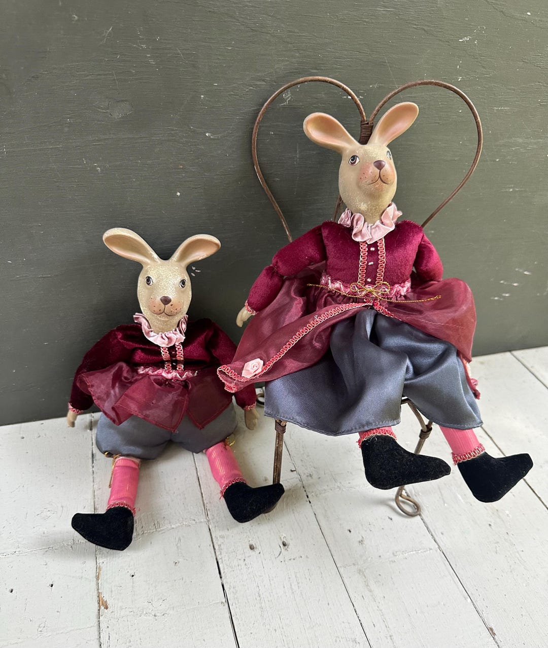 Vintage Bunny Rabbit Dolls Couple Set of Two Kasma LTD Easter Bunny ...