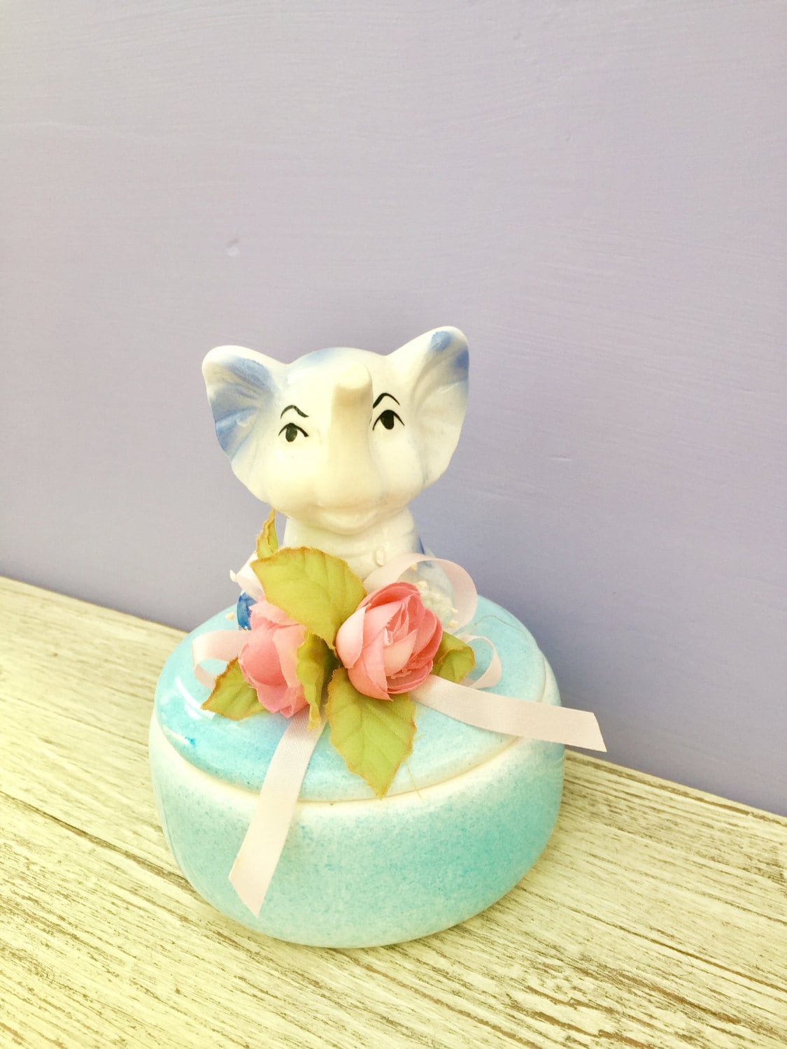 RESERVED for Jessica-Vintage 1970s Elephant Ceramic Trinket Box ...