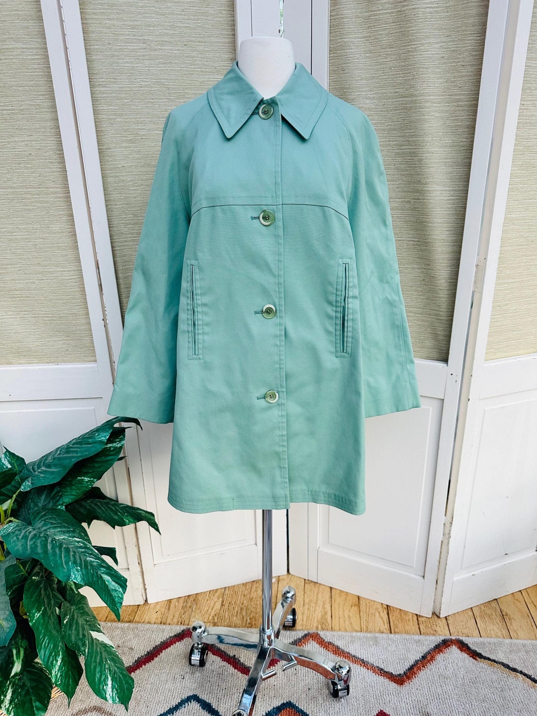 Vintage 60s Misty Harbor Jacket Aqua Blue Women's Size L 14 Water ...